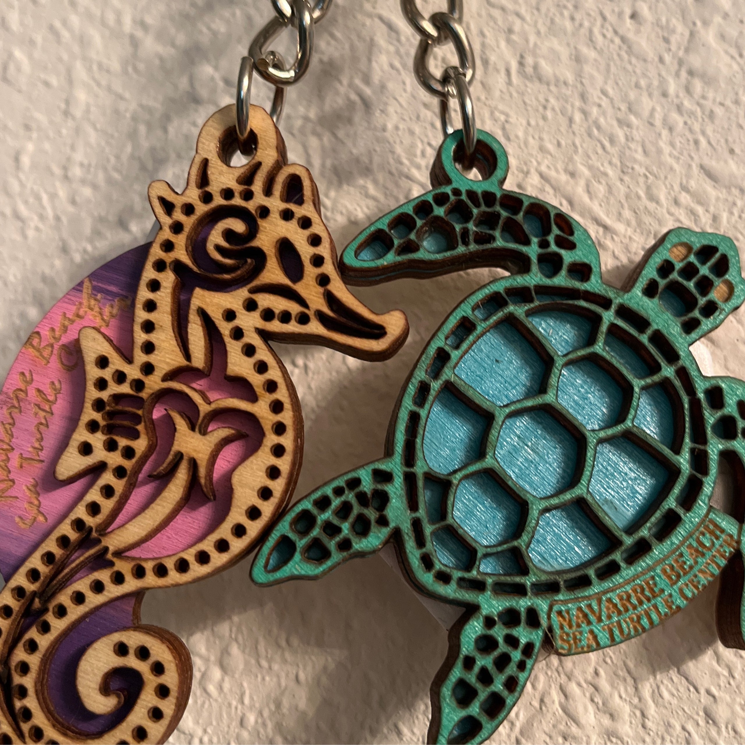 Turtle and Seahorse Bi-level Keychain | Navarre Beach Sea Turtle ...